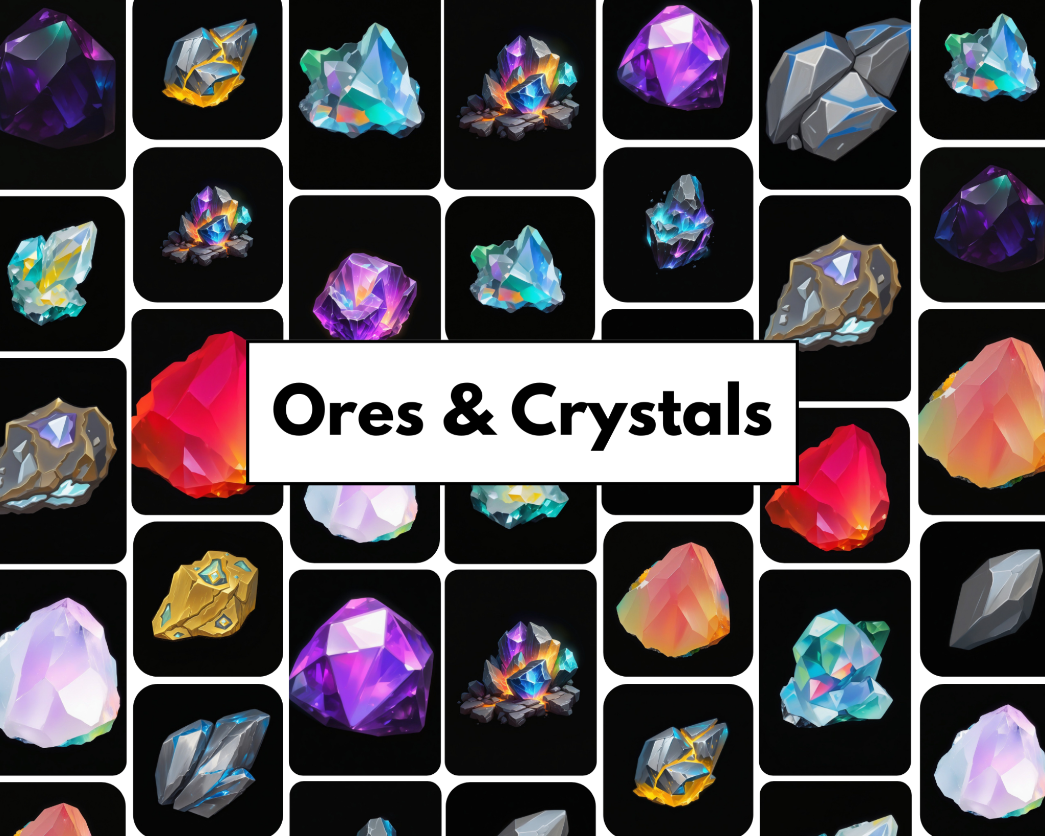 Premium RPG Ore and Crystal Icon Pack – Over 40 icons (1024×1024 ...