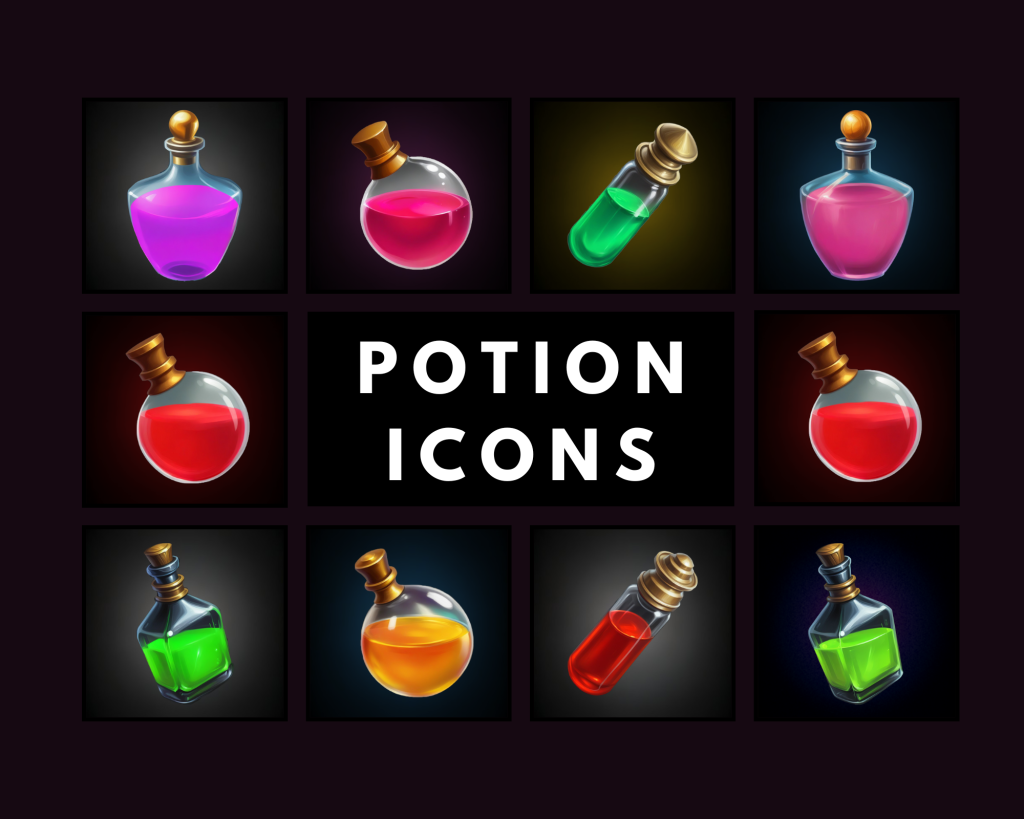 Extensive Potion Icon Pack – Over 350 Assets for RPGs (1024×1024 ...