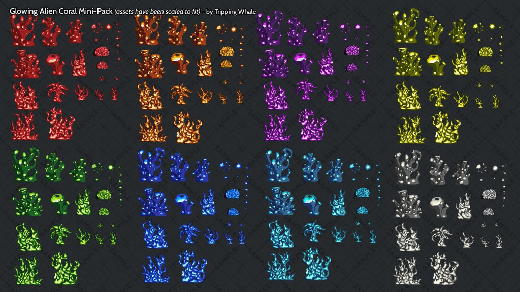 2D Glowing Alien Coral – Hand-drawn pixel art sprites – Godot Assets ...