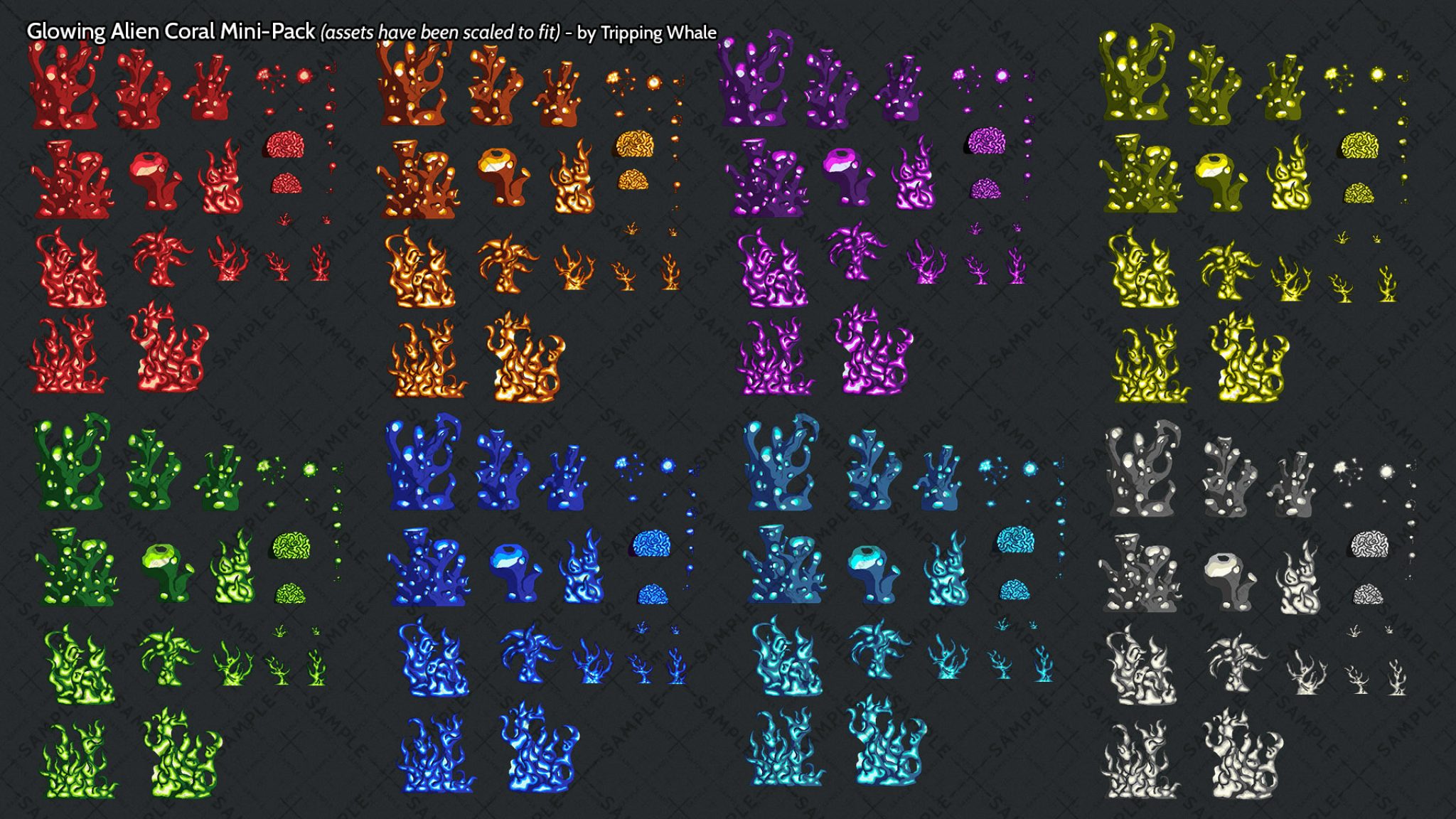 2D Glowing Alien Coral – Hand-drawn pixel art sprites – Godot Assets ...