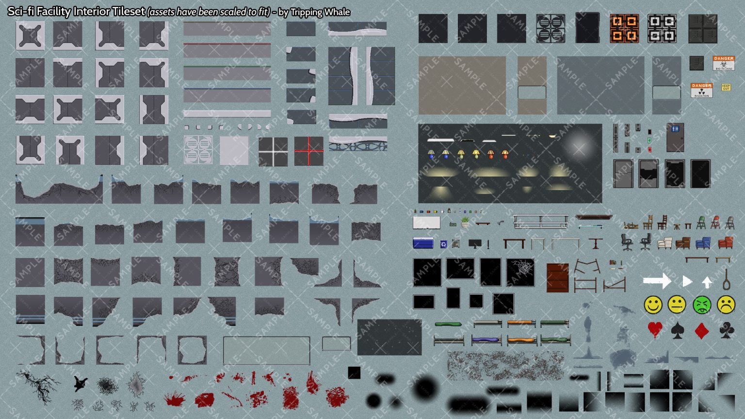 2D Interior Tileset: Sci-fi Facility – Hand-drawn pixel art sprites ...